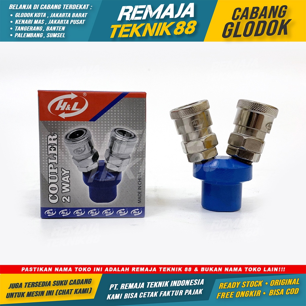 Jual QUICK COUPLER KOPLER DOUBLE CABANG DUA 2 WAY SAMBUNGAN KOMPRESOR H ...