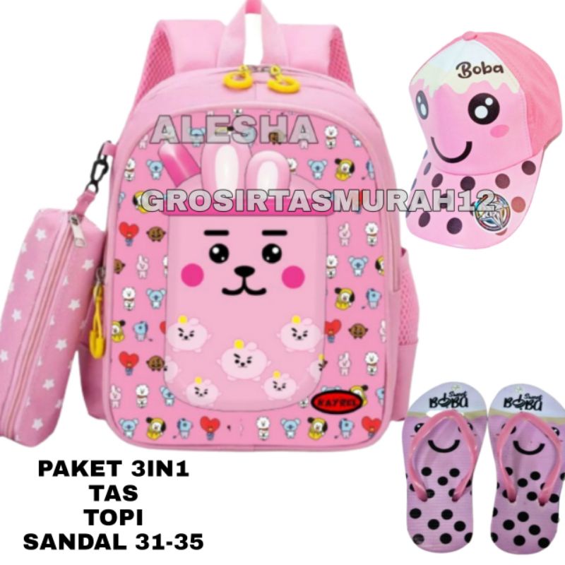 Jual TAS BOBA Tas Ransel Sekolah Anak Perempuan TK SD PAUD BONUS TEMPAT PENSIL Terbaru Lucu ...