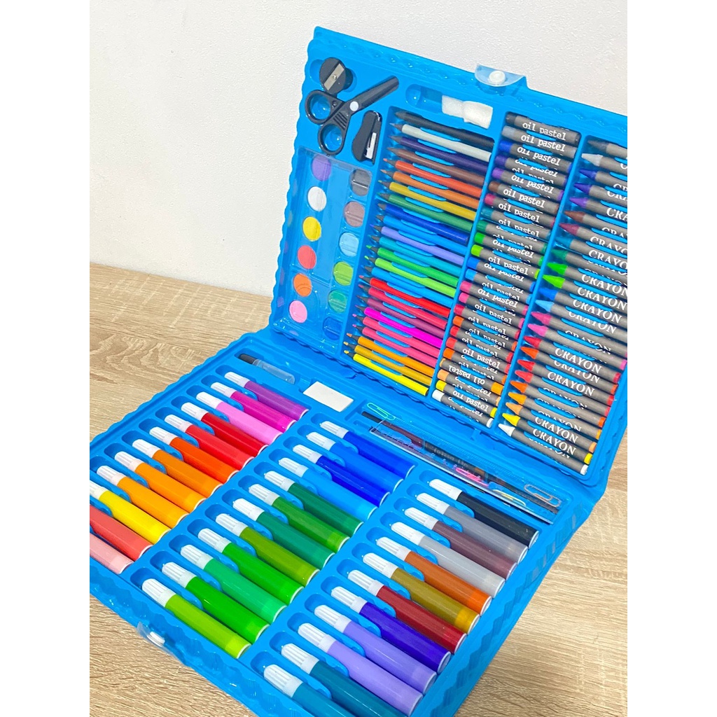 Jual Crayon Set Koper Isi 150 Pcs / Oil Pastel Alat Mewarnai Untuk Anak ...