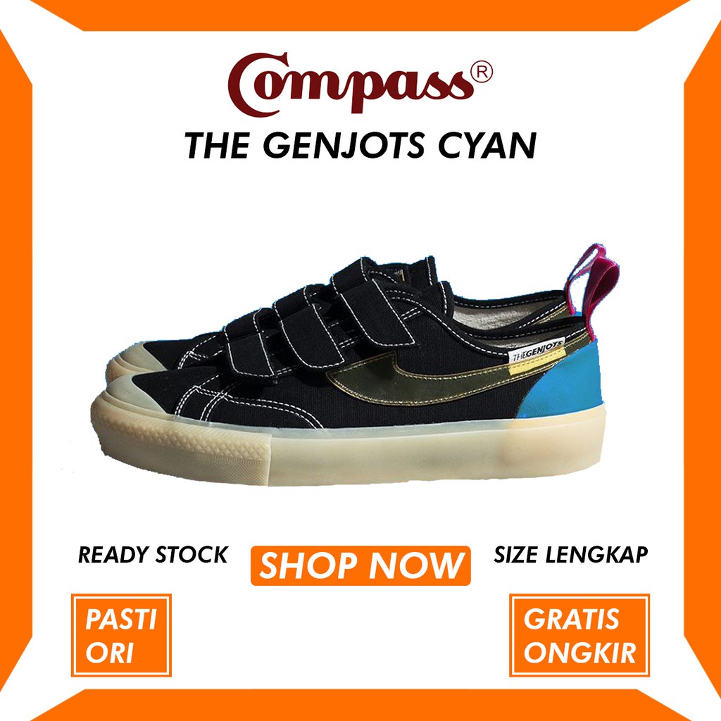 Jual SEPATU COMPASS X THE GENJOTS CYAN ORIGINAL | Shopee Indonesia