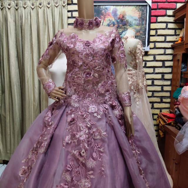 Jual Gaun organza ekor murah • kebaya modern | baju pengantin | wedding ...