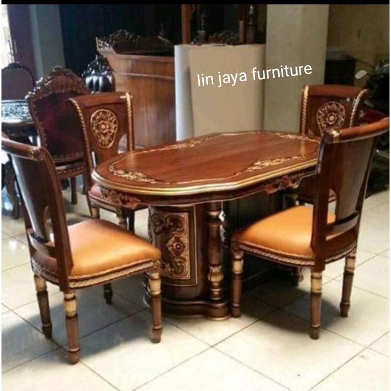 Jual Meja makan gendong kursi 4,meja makan minimalis kayu jati berkualitas | Shopee Indonesia