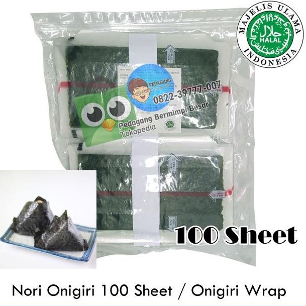 Jual favorit] Triangle Onigiri Sushi Nori 100 Sheet Halal MUI | Nori ...