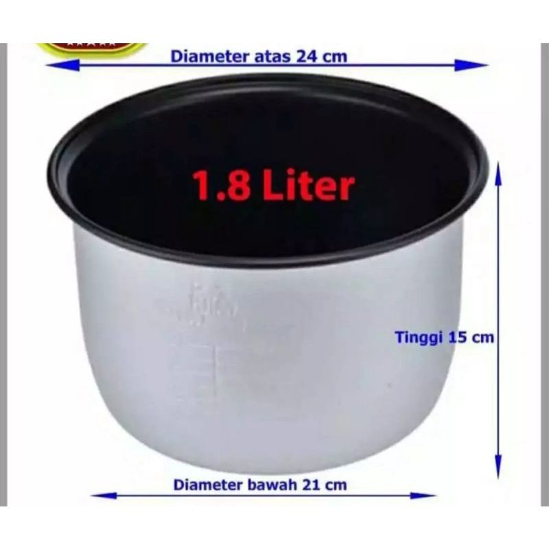 Jual Panci Rice Cooker 1,8 Liter Tinggi 15cm | Shopee Indonesia
