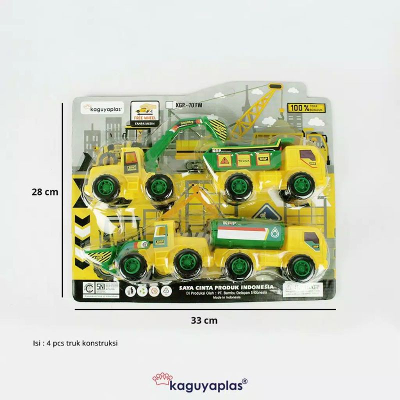 Jual Mainan Mobil Mobilan Konstruksi Truk Kaguyaplas isi 4 hijau kuning ...
