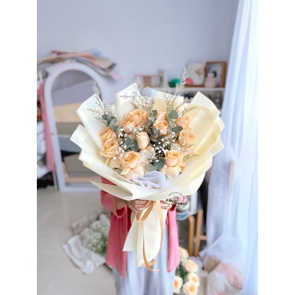 Jual Fresh Rose Bouquet 10 Stem Buket Bunga Mawar Segar Bucket