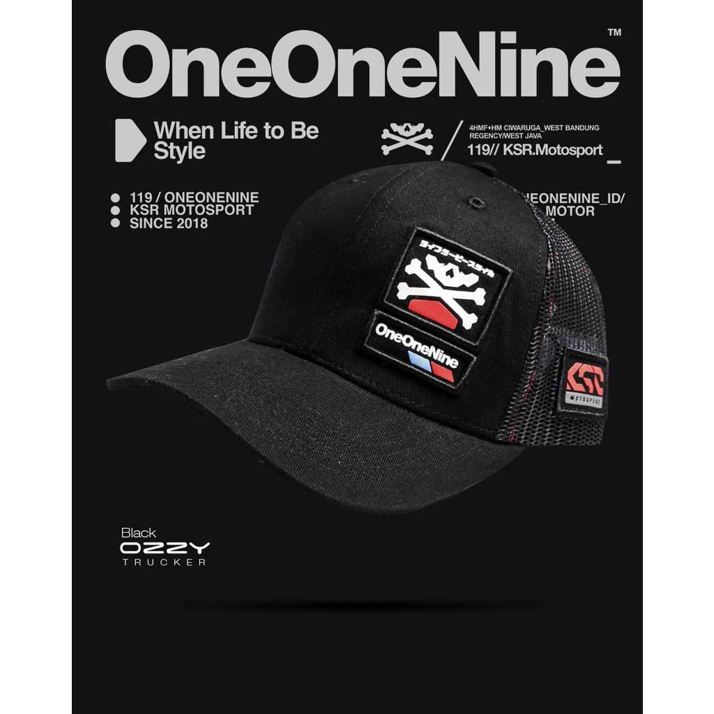 Jual KSR ONEONENINE - TOPI TRUCKER OZZY BLACK SERIES | Shopee Indonesia