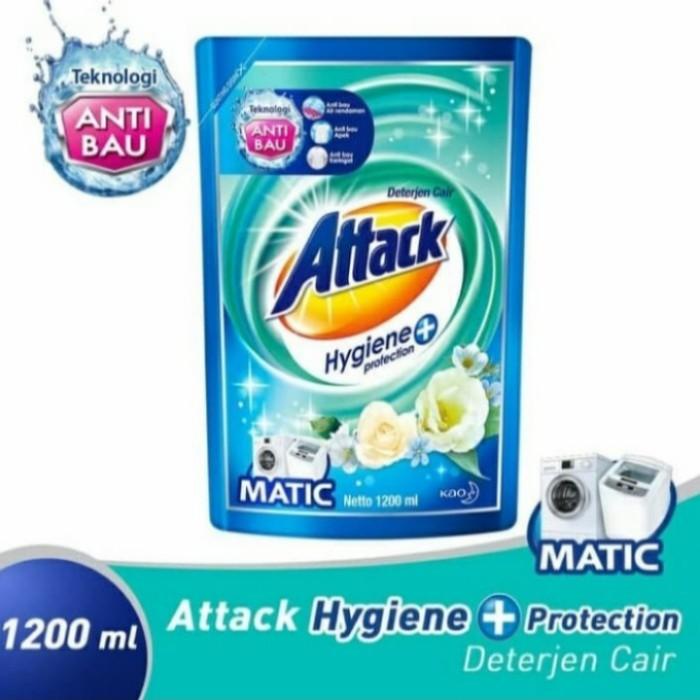 Jual Attack hygiene + protection 1200ml matic liquid detergen cair | Shopee Indonesia
