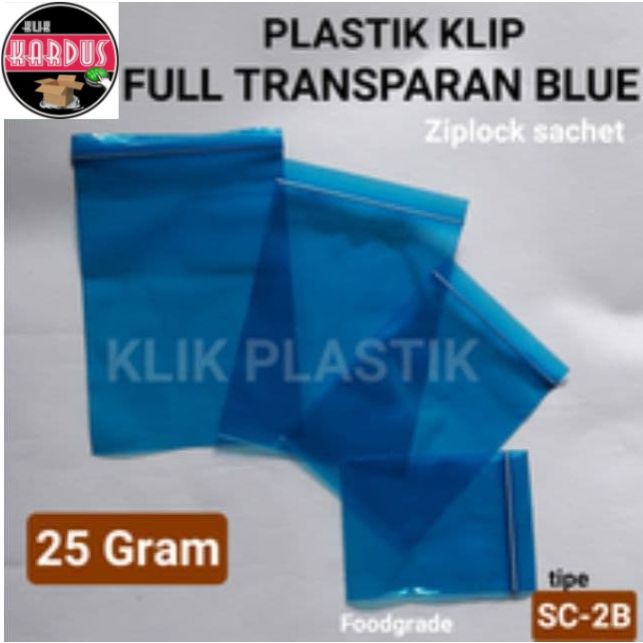 Jual PLASTIK KLIP BIRU TRANSPARAN 25GR/KEMASAN SACHET BUBUK AKSESORIS ...