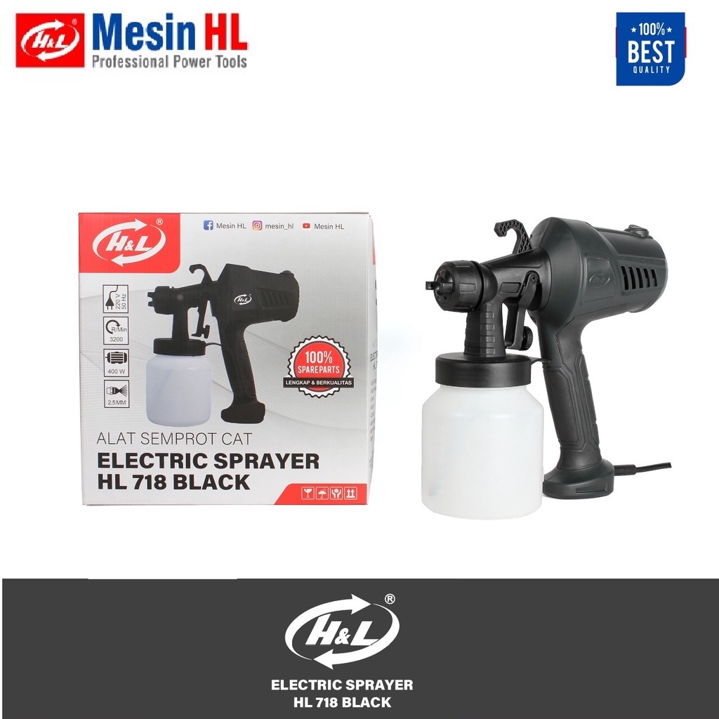 Jual ELECTRIC SPRAYER / SPRAY GUN LISTRIK H&L 718 BLACK SERIES HL718 ...