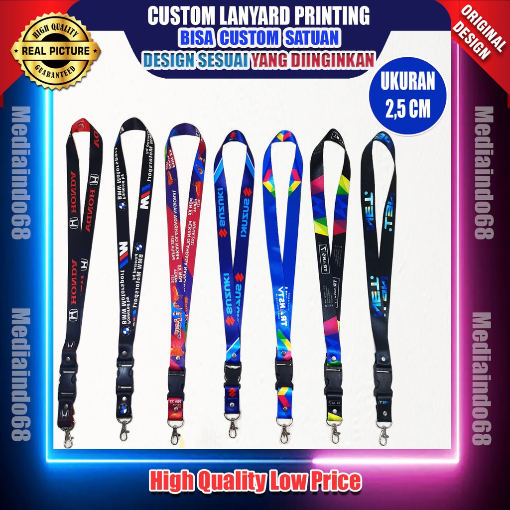 Jual CUSTOM Lanyard Id Card Printing Ukuran 2,5 CM - Design Sesuai Yang ...