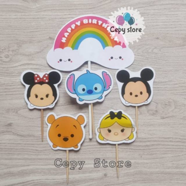 Jual Cake Topper Happy Birthday / Cake Topper Disney Tsum Tsum | Shopee ...
