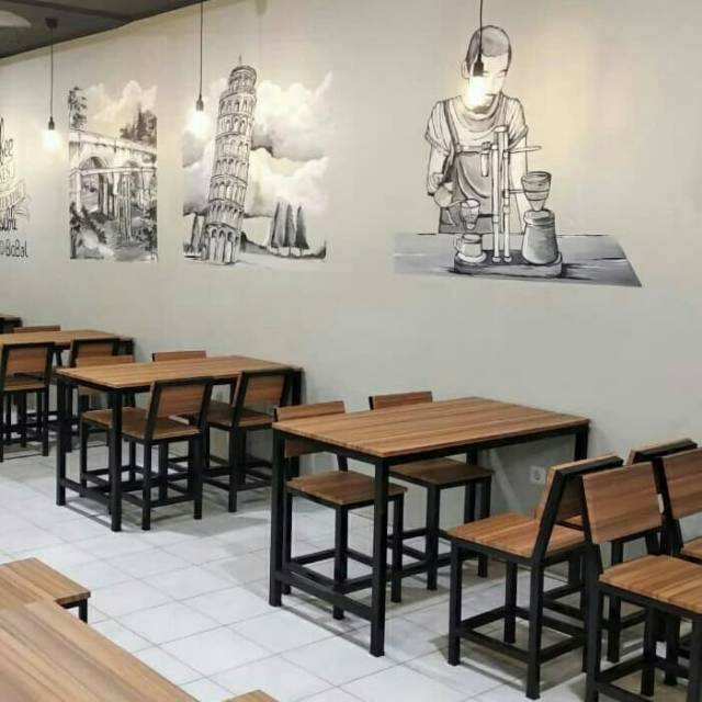 Jual Meja set cafe / meja resto / meja kedai / meja makan | Shopee Indonesia