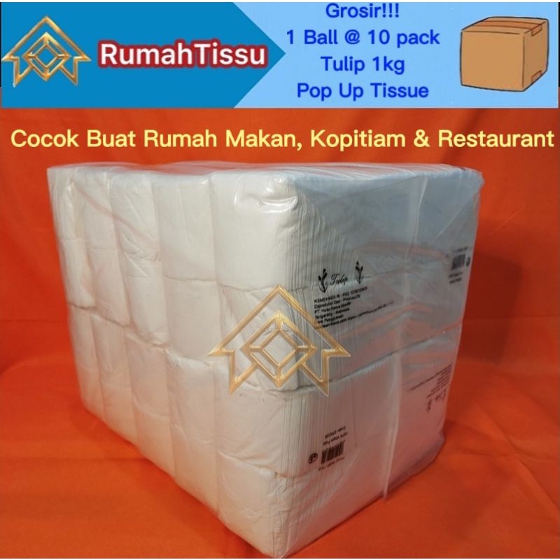 Jual [1 Ball @ 10 Pack] Tisu Tissue TULIP Belah / Pop Up 1 Kg 2 Ply ...