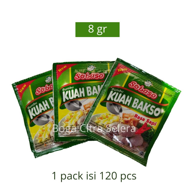 Jual 1 Pack Bumbu Kuah Bakso Sobaso 8gr (isi 120) | Shopee Indonesia