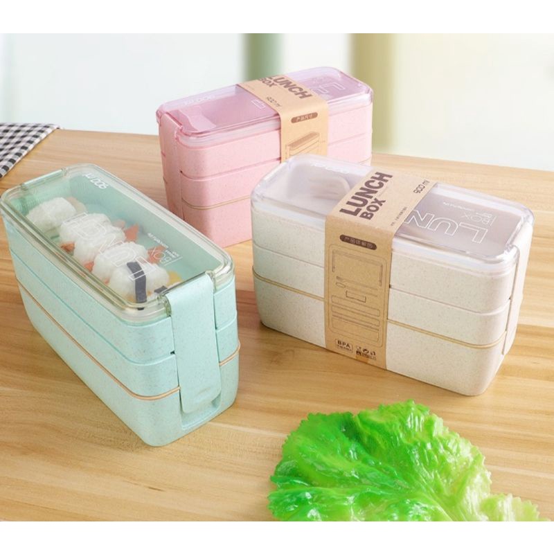 Jual Lunch Box 3 Tingkat - Tempat Makan Tutup Bening kapasitas 900ml ...