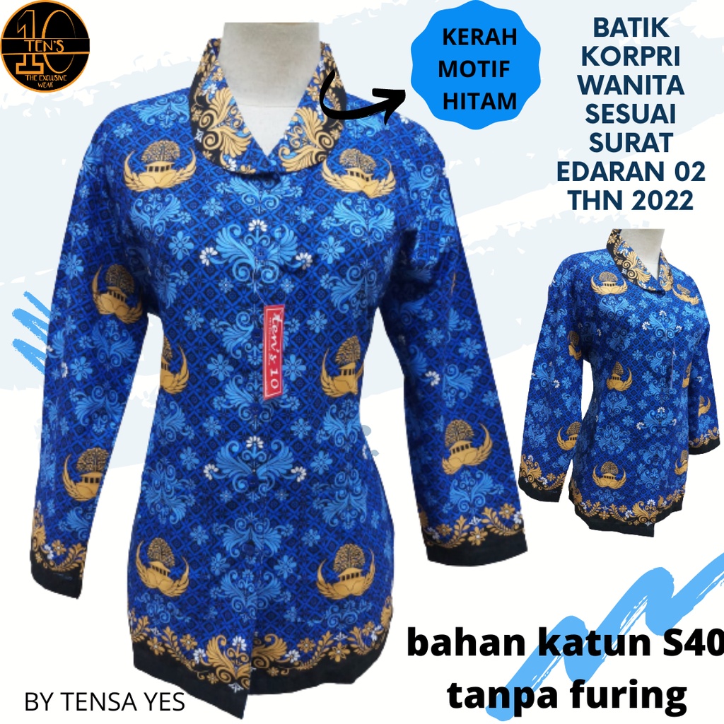 Jual seragam Batik KORPRI wanita motif terbaru tahun 2022 bahan katun S40 by Tensa Yes | Shopee ...