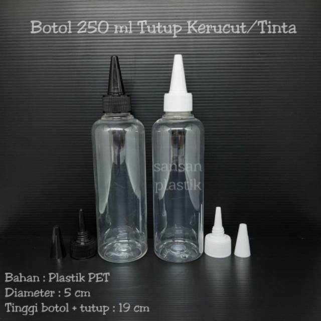 Jual Botol Tinta 250ml / Botol Kerucut / Botol Corong / BOTOL 250ml BENING | Shopee Indonesia