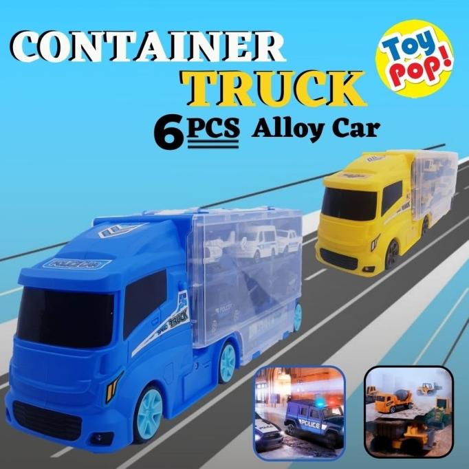 Jual Mainan Container Truck 6 pcs Alloy car mobil konstruksi mobil ...