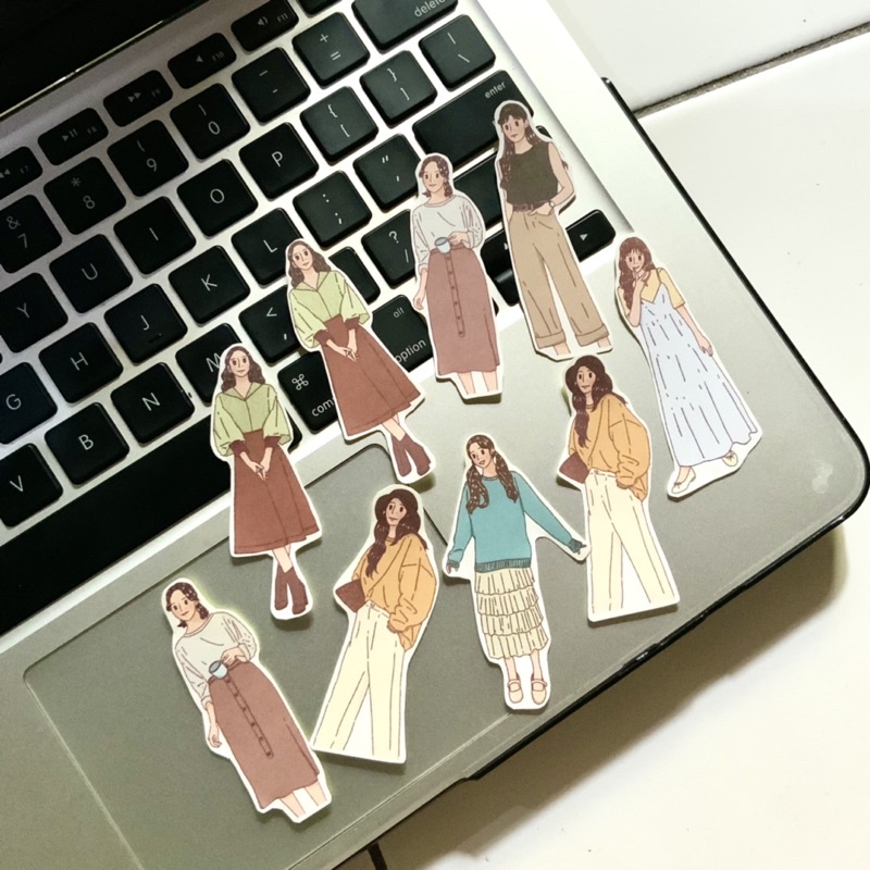 Jual korean girl ootd sticker/ journal sticker/ cute sticker/ aesthetic ...
