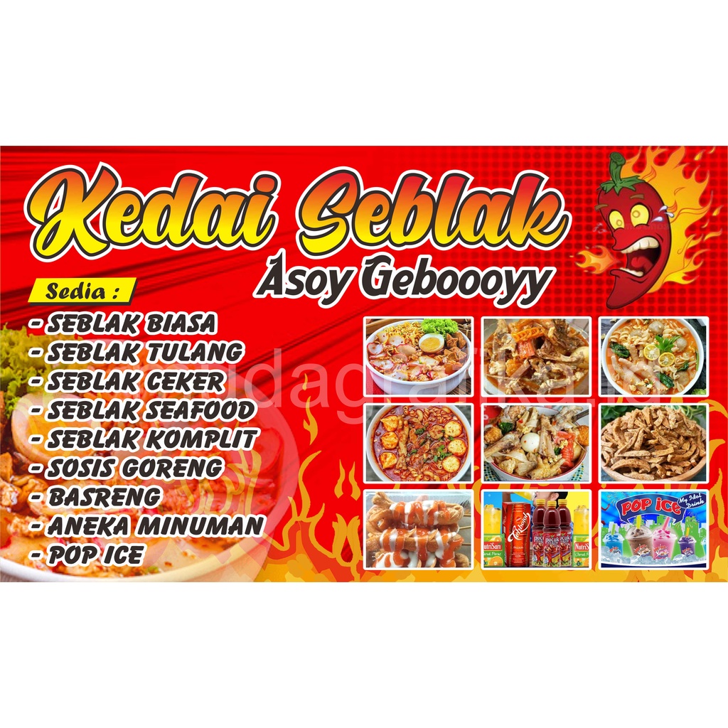 Jual SPANDUK KEDAI SEBLAK/WARUNG SEBLAK/BANNER SEBLAK 100x60 | Shopee ...