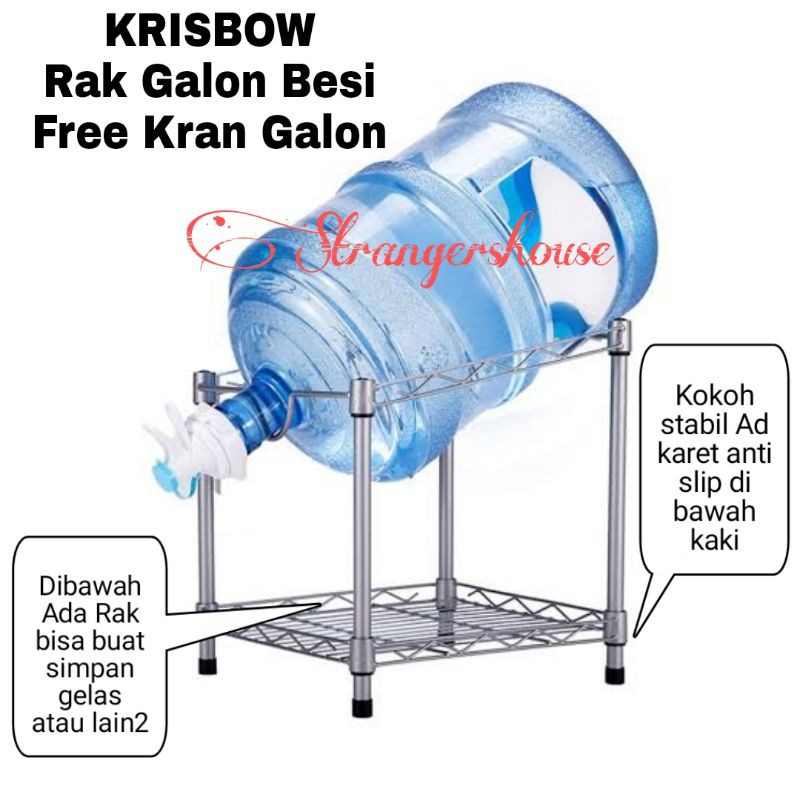 Jual Krisbow Rak galon Kawat 2 Tingkat Kran Air Galon Rak besi 2 Susun ...