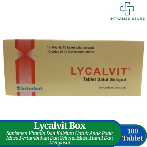 Jual Lycalvit Box isi 100 Tablet - Multivitamin Dan Kalsium Untuk Anak ...