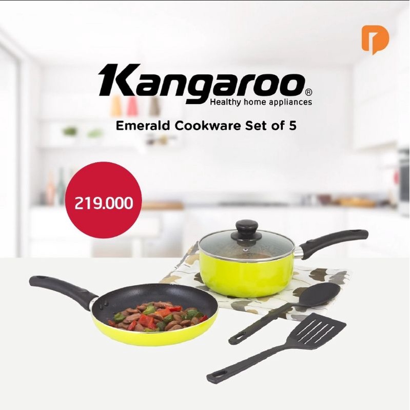 Jual Kangaroo Emerald Cookware Set Teflon | Shopee Indonesia
