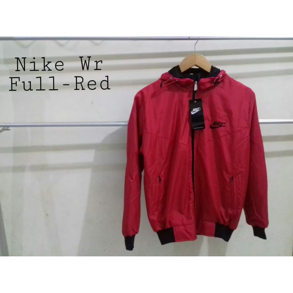 Jual Jaket Nike Parasut Windrunner Full Merah | Shopee Indonesia