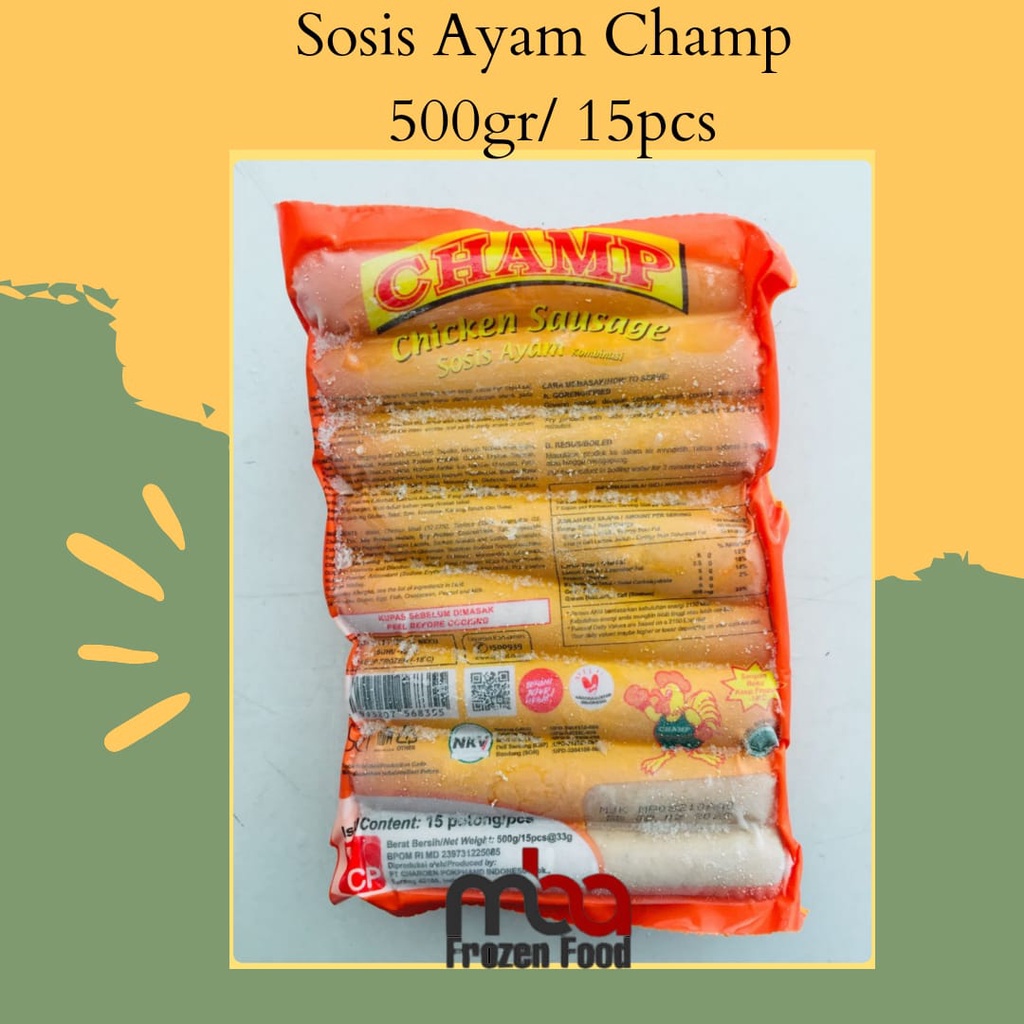 Jual CHAMP Sosis Ayam 500 Gram (15 pcs) /Sosisayam /Sosis /Daging ...