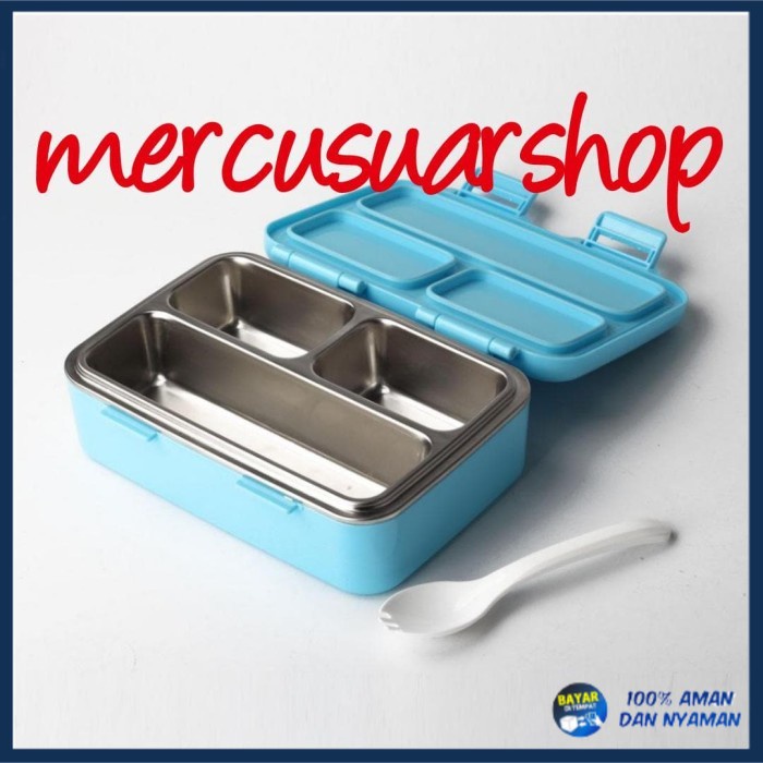 Jual LUNCH BOX / KOTAK MAKAN STAINLESS YOOYEE SEKAT 3 ANTI TUMPAH - Biru Muda (PROMO) | Shopee ...