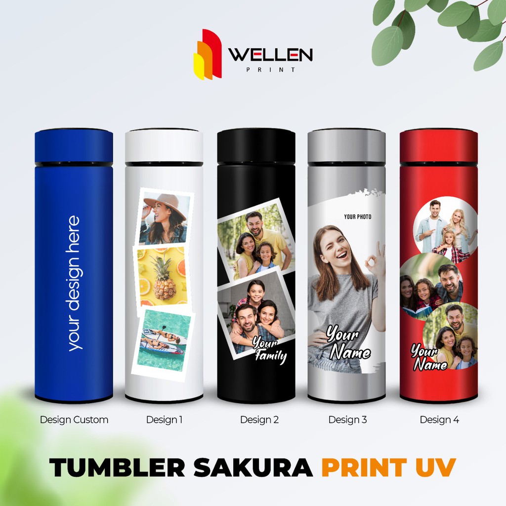 Jual WELLEN PRINT - Tumbler Sakura Print Custom / Termos Botol Minum Souvenir Cetak UV Nama Logo ...