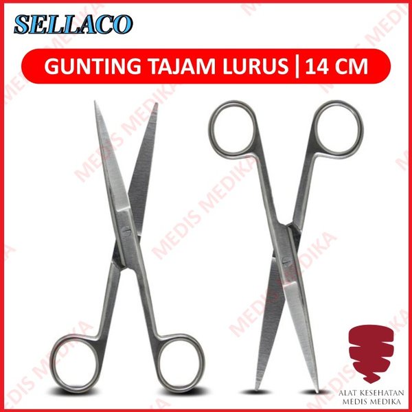 Jual Gunting Tajam Lurus 14cm Medis Stainless Steel Operasi Bedah ...