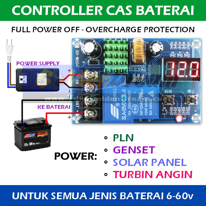 Jual Kontroller Cas Baterai Battery Charger 6-60v Solar Charge ...
