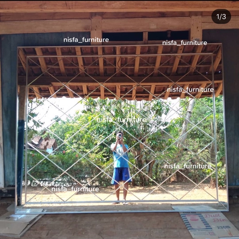 Jual kaca cermin hias bevel dinding ukuran 2 meter x 2 meter | Shopee ...