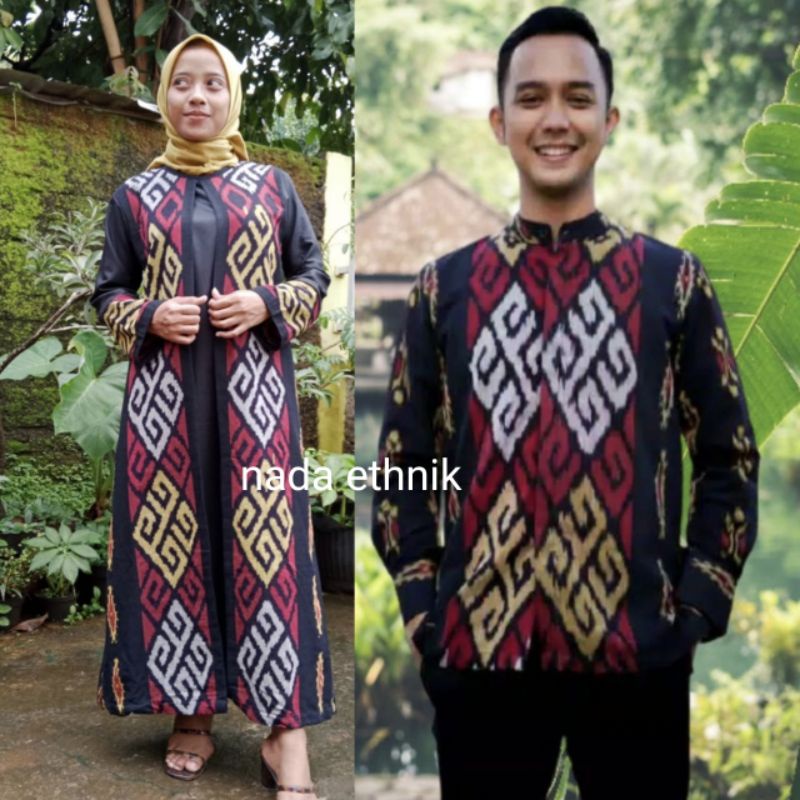 Jual baju gamis muslim muslimah tenun asli etnik seragam keluarga kondangan pesta prewedding ...