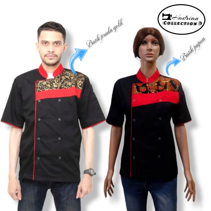 Jual Baju Koki Profesional Baju Chef Baju masak Motip batik pria wanita ...