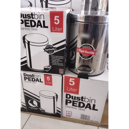 Jual Dustbin pedal tempat sampah injak maspion 5 liter stenlis stainless steel | Shopee Indonesia