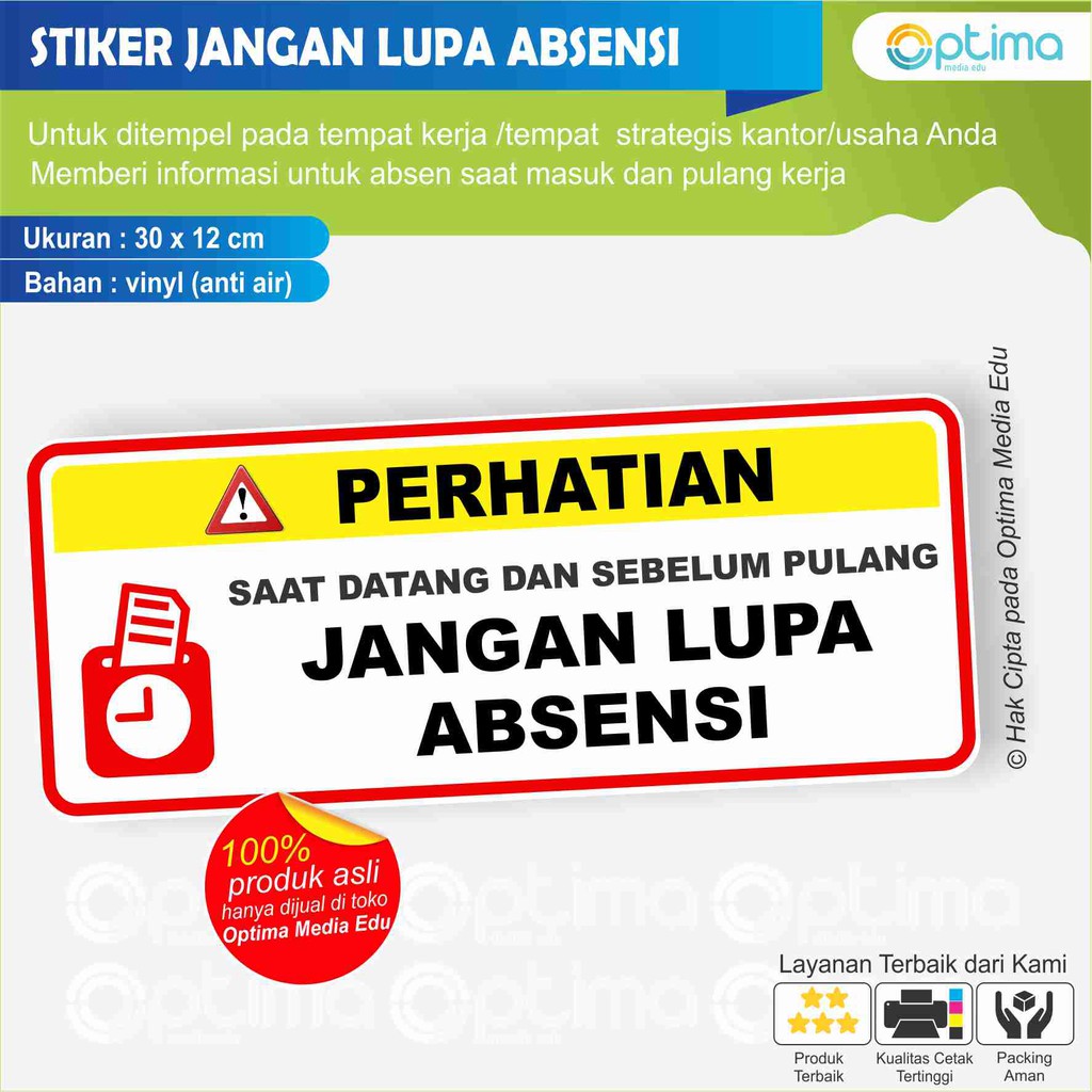 Jual STIKER JANGAN LUPA ABSENSI UNTUK KANTOR/TEMPAT USAHA | Shopee ...