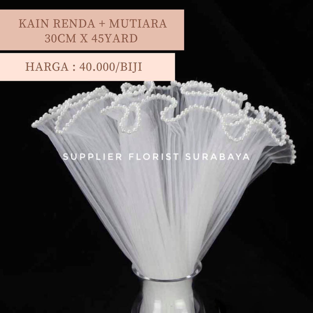 Jual KAIN RENDA BUNGA DAN MUTIARA, WRAP BUNGA KOREA PENAMBAH VOLUME ...