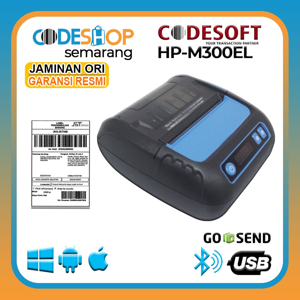Jual printer thermal portable Codesoft HPM 300 EL printer kasir Support android (usb+bluetooth ...