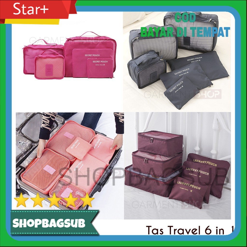 Jual Travel Bag 6 in 1 Luggage Storage Set Organizer Tas Koper Travel ...