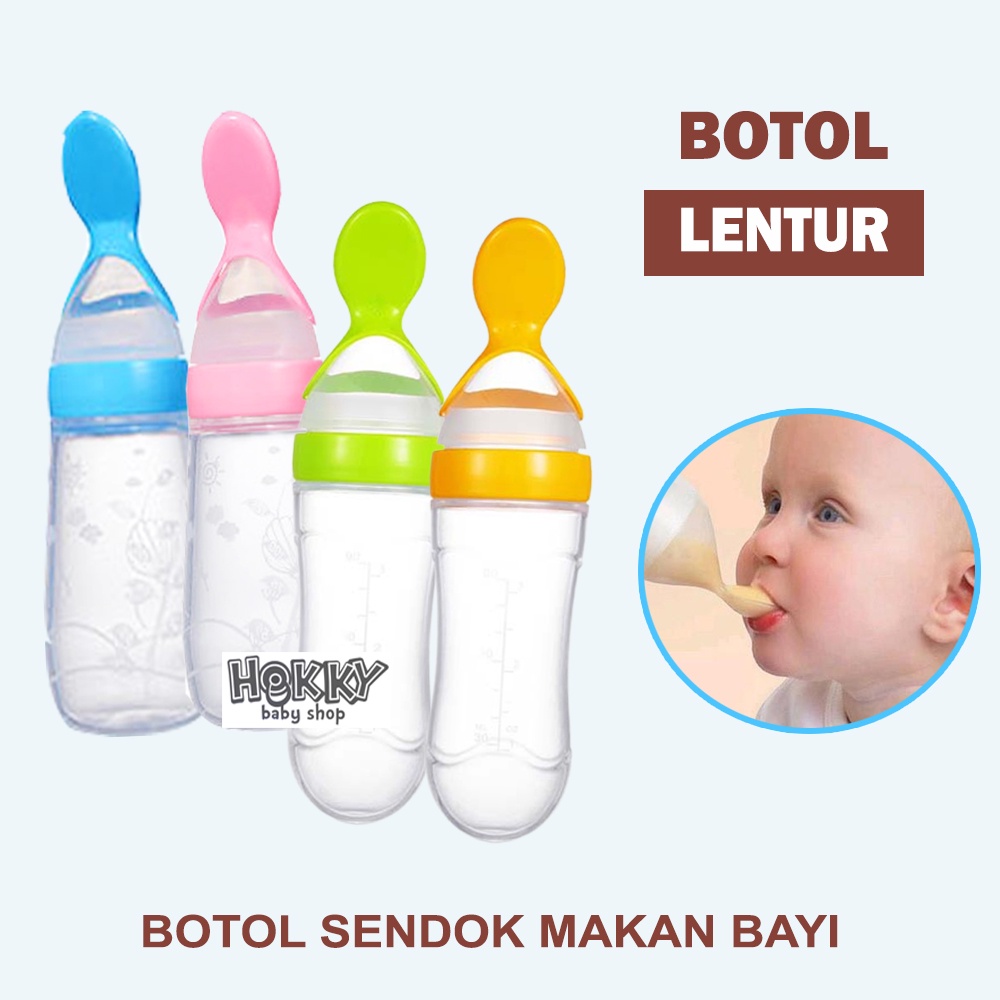 Jual HK Botol Silikon Sendok Makan Bubur Bayi / Sendok Jus | Shopee Indonesia