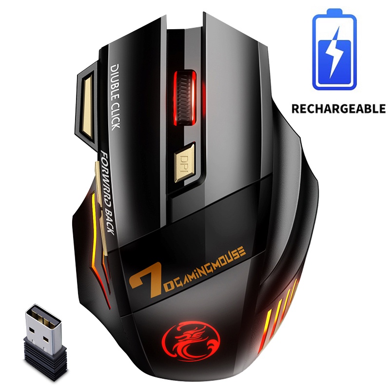 Jual Rechargeable Wireless Mouse Gamer Gaming Mouse Computer Mouse Usb ...