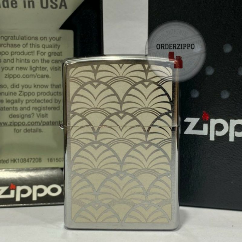 Jual Zippo Original 49207 Art Deco Design Brushed Chrome | Shopee Indonesia