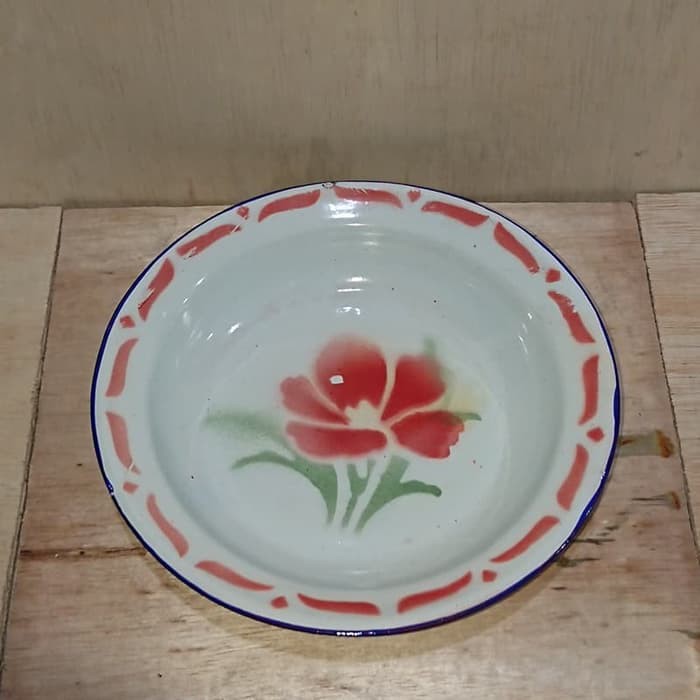 Jual Piring Enamel Seng 22 Bungan 1 Lusin | Shopee Indonesia