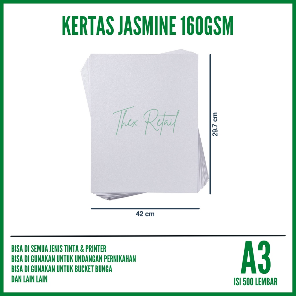 Jual Kertas Jasmine A3 isi 500 lembar / Kertas Glitter A3 / Kertas A3 Undangan Jasmine | Shopee ...