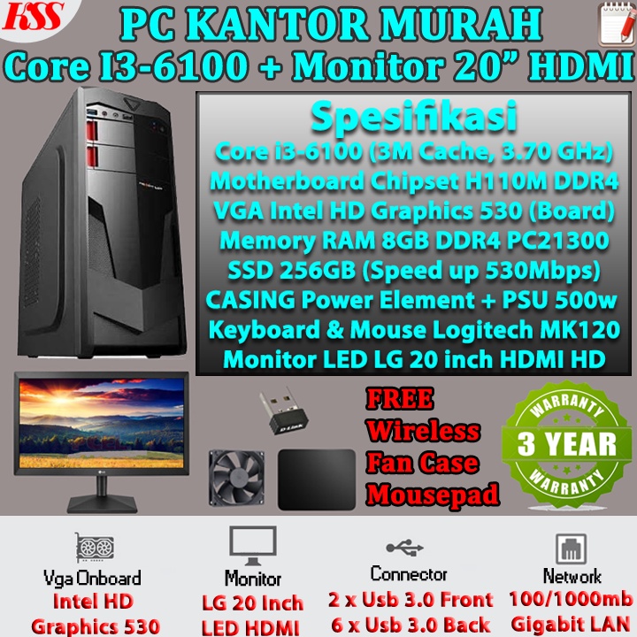 Jual [Baru] PC Rakitan / Komputer Core i7 + SSD + Monitor Cocok Buat Kantor | Shopee Indonesia