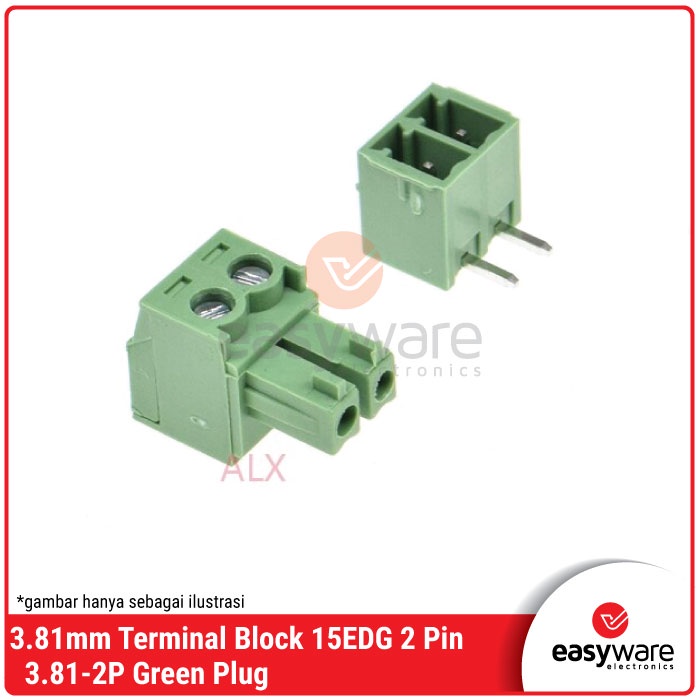 Jual Terminal Block 15EDGK 2 Pin 3.81mm Connector Right Angle 2P 3.81 mm | Shopee Indonesia