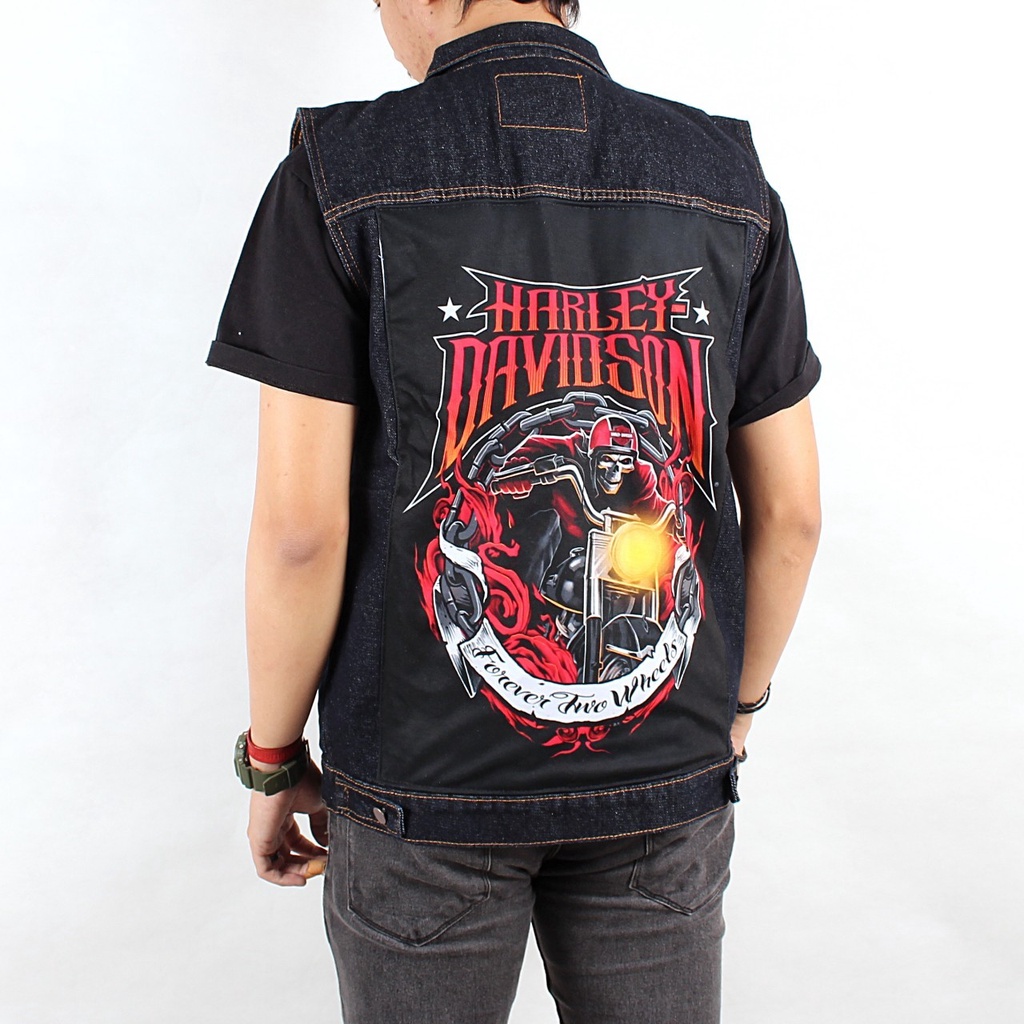 Jual Jaket Jeans Rompi Motor Sandwash Bikers - Jaket Denim emblem skull ...